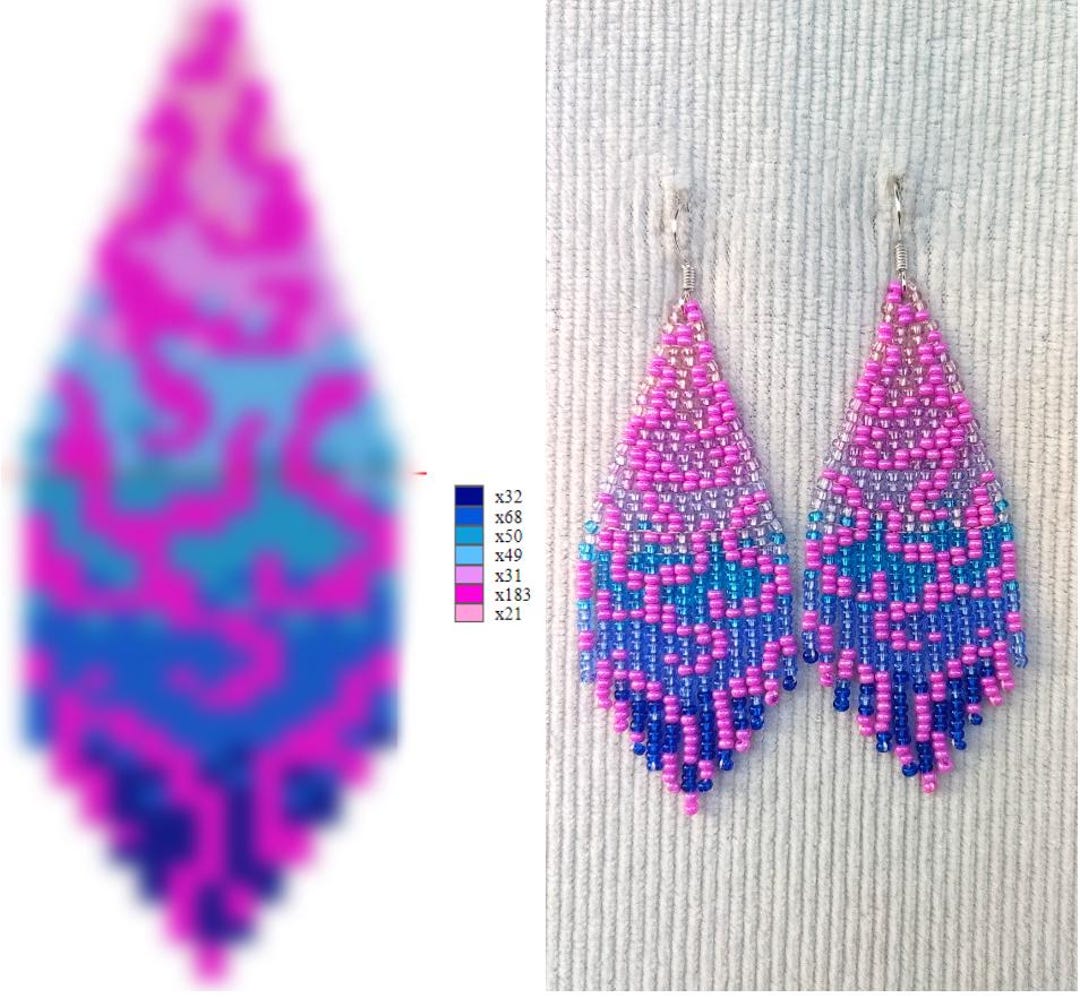 Brick Stitch Pattern for Seed Bead Earrings Digital PDF Pattern Beading ...