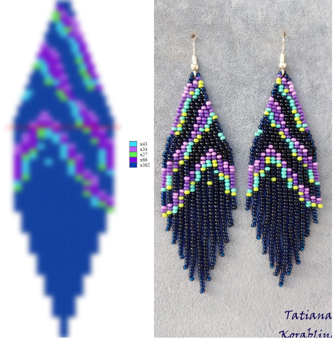 Brick Stitch Pattern for Seed Bead Earrings Digital PDF Pattern PDF ...