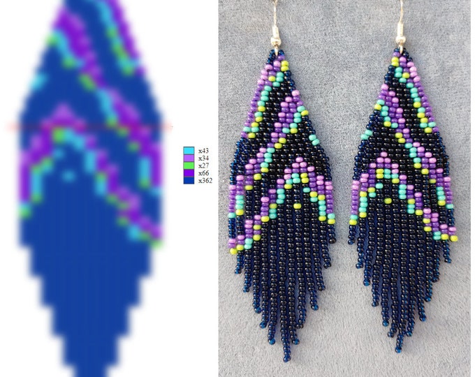 Nothern Lights Beaded Earrings Pattern Brick Stitch With Fringe Aurora ...