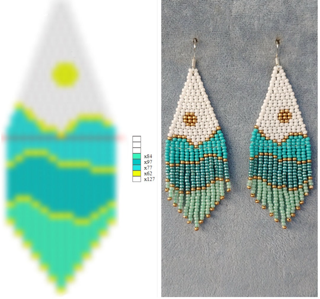 Brick Stitch Pattern for Seed Bead Earrings Digital PDF Pattern Beading ...