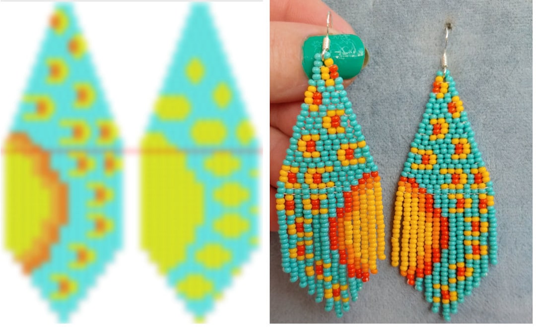 Brick Stitch Pattern for Seed Bead Earrings Digital PDF Pattern Beading ...
