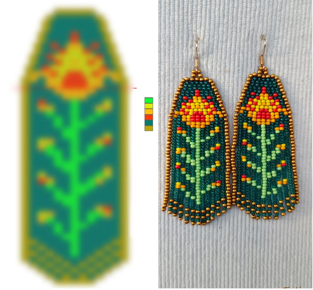 Brick Stitch Pattern for Seed Bead Earrings Digital PDF Pattern Beading ...