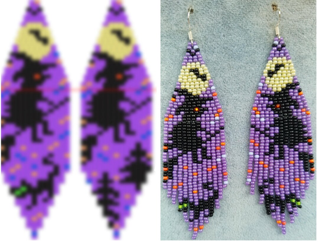 Brick Stitch Pattern for Seed Bead Earrings Digital PDF Pattern Beading ...