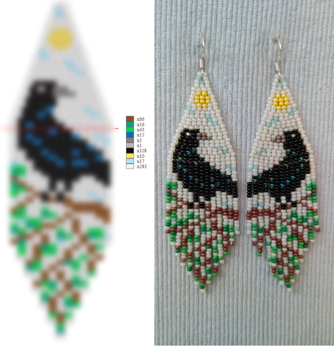 Brick Stitch Pattern for Seed Bead Earrings Digital PDF Pattern Beading ...