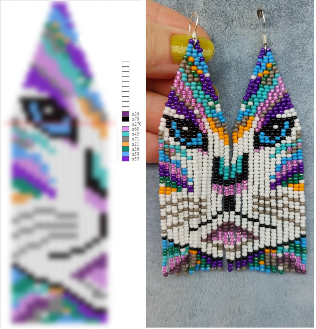 Brick Stitch Pattern for Seed Bead Earrings Digital PDF Pattern Beading ...