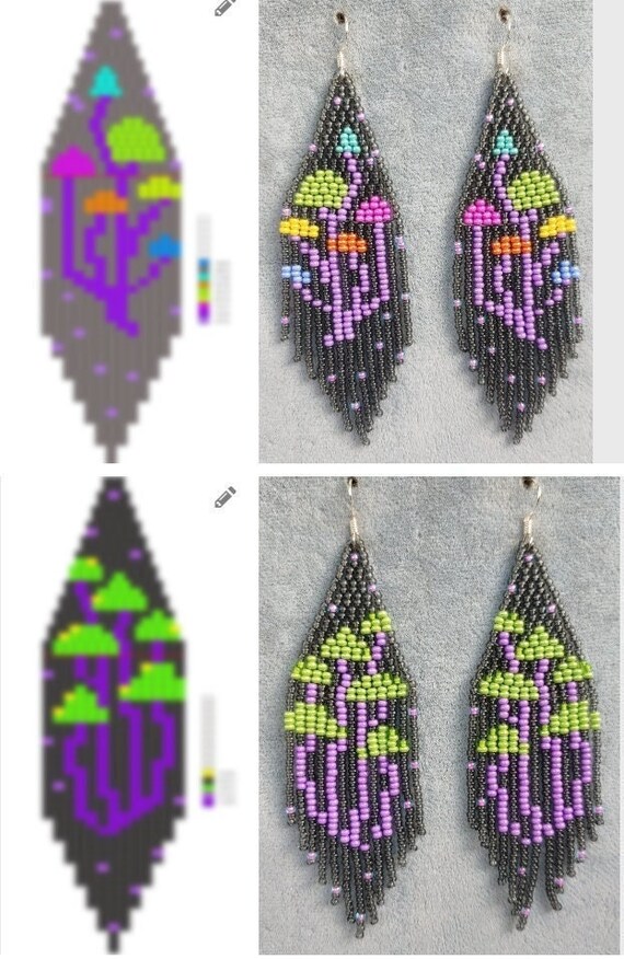 Brick Stitch Pattern for Seed Bead Earrings Digital Pdfpattern | Etsy