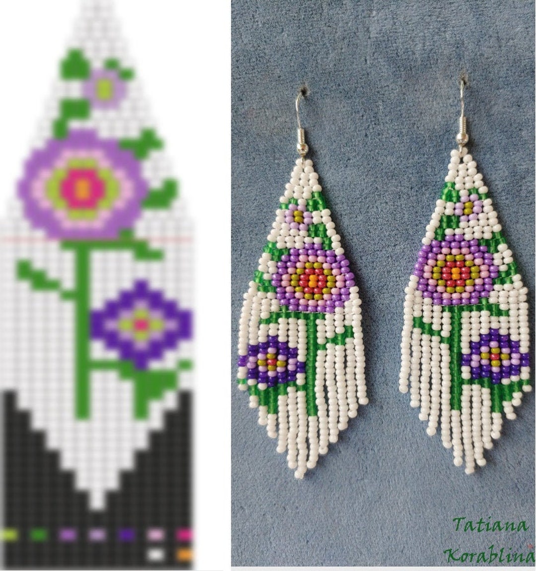 Brick Stitch Pattern for Seed Bead Earrings Digital PDF Pattern Beading ...