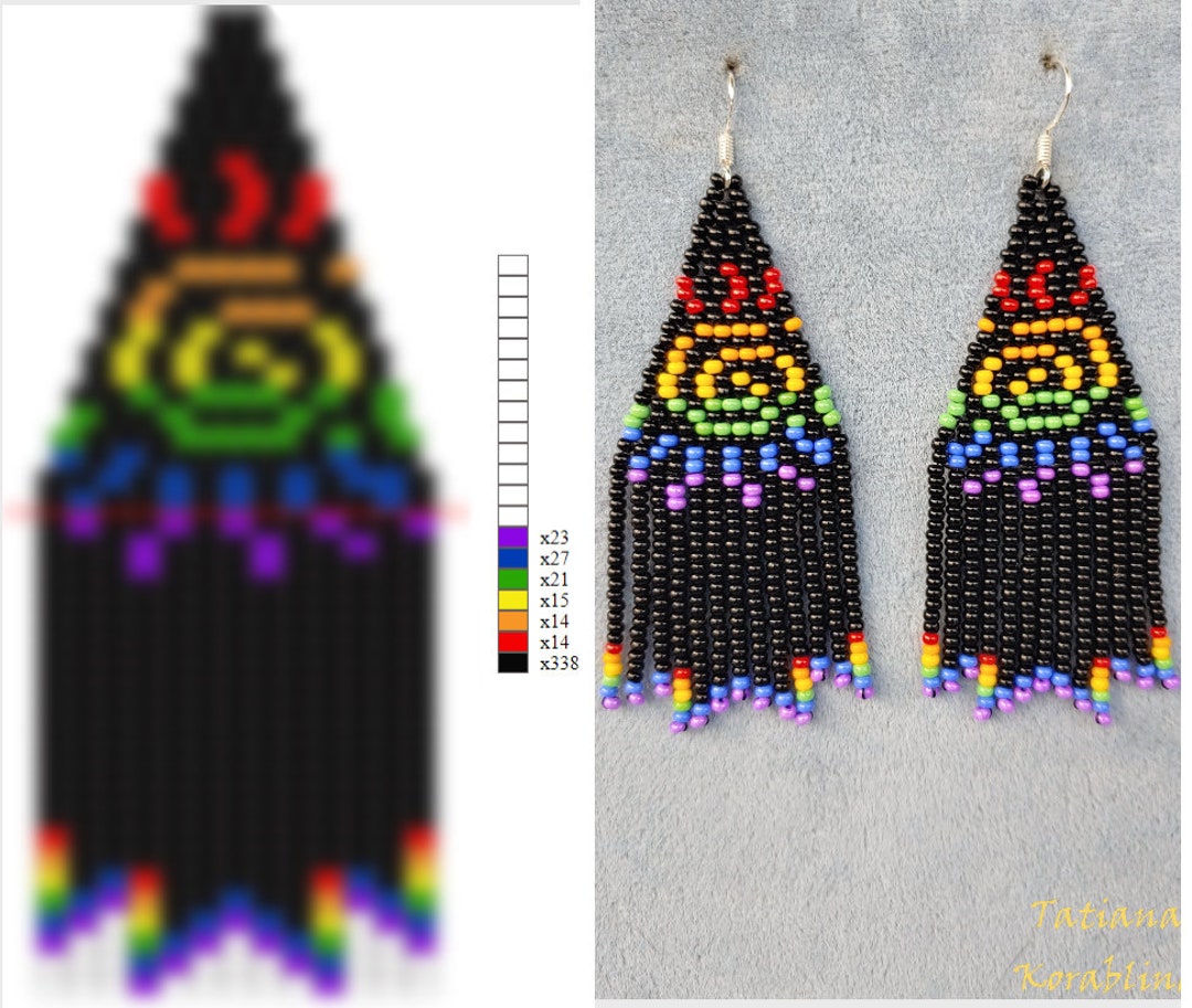 Brick Stitch Pattern for Seed Bead Earrings Digital PDF Pattern Beading ...