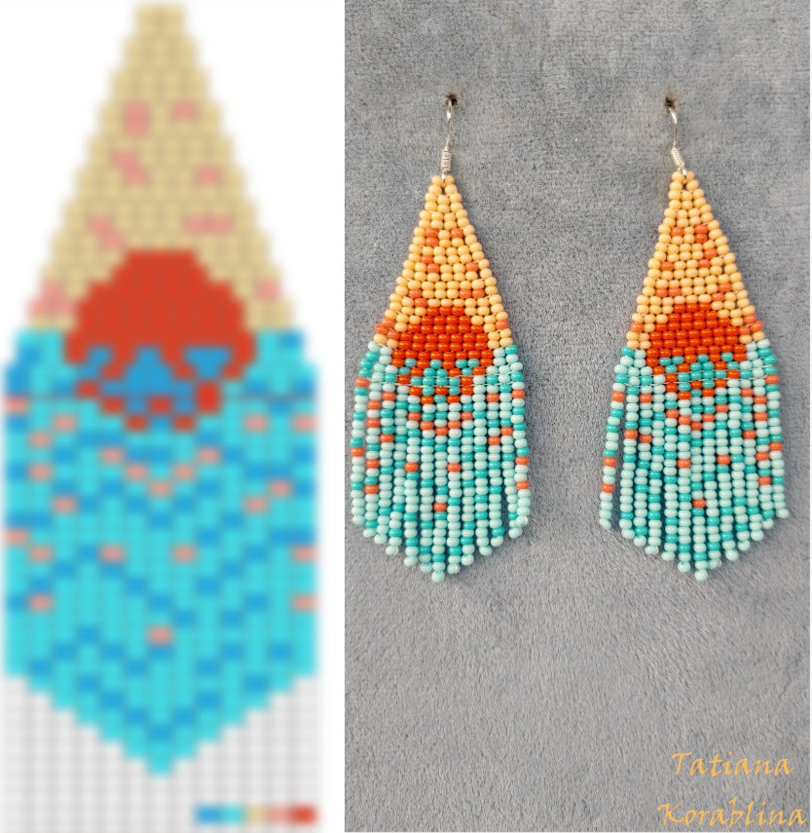 Brick Stitch Pattern for Seed Bead Earrings Digital PDF - Etsy