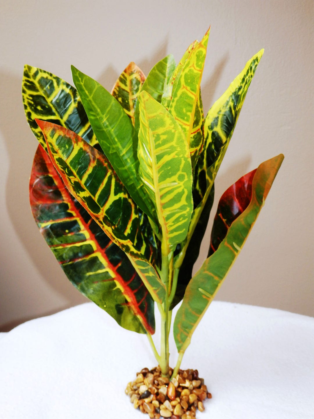 10 Tall MEDIUM Multi-colored CROTON PLANT Artificial Plastic-coated ...