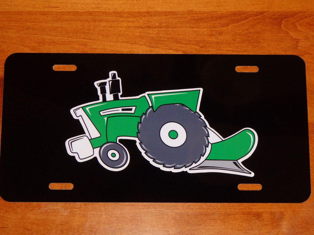 OLIVER Tractor With Plow LICENSE PLATE on Black or White Aluminum Plate ...