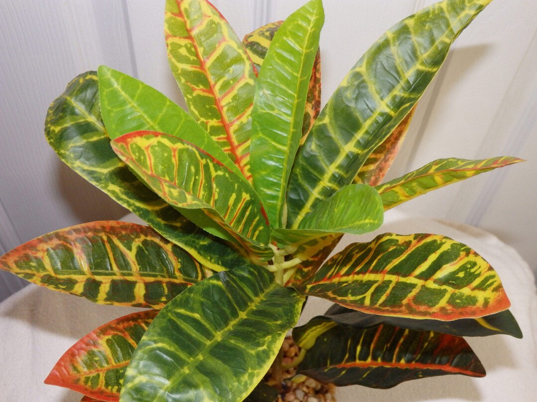 12-13 Tall Multi-colored LARGE CROTON PLANT Artificial Plastic-coated ...