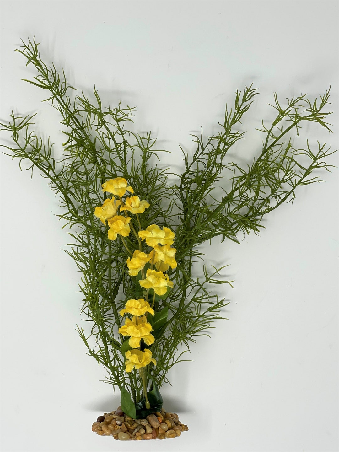 12 Soft Plastic OLIVE Sprengeri Plant & FLOWER W/ Base Artificial ...