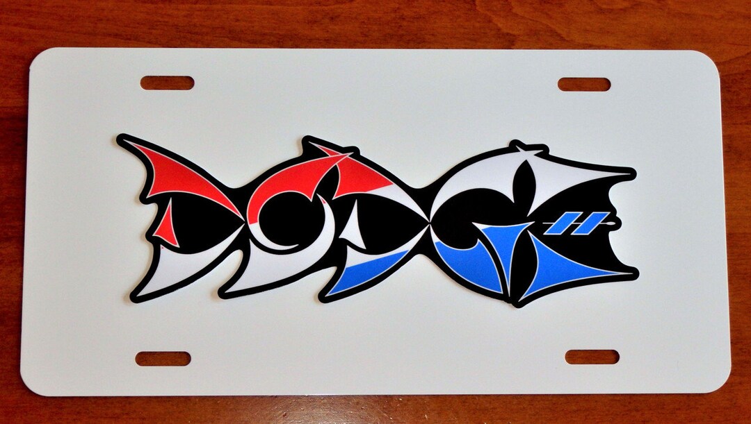 Red, White & Blue dodge Hash Marks Art LICENSE PLATE on Black or White ...