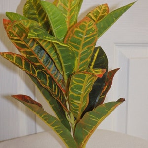 12-13 Tall Multi-colored LARGE CROTON PLANT Artificial Plastic-coated ...