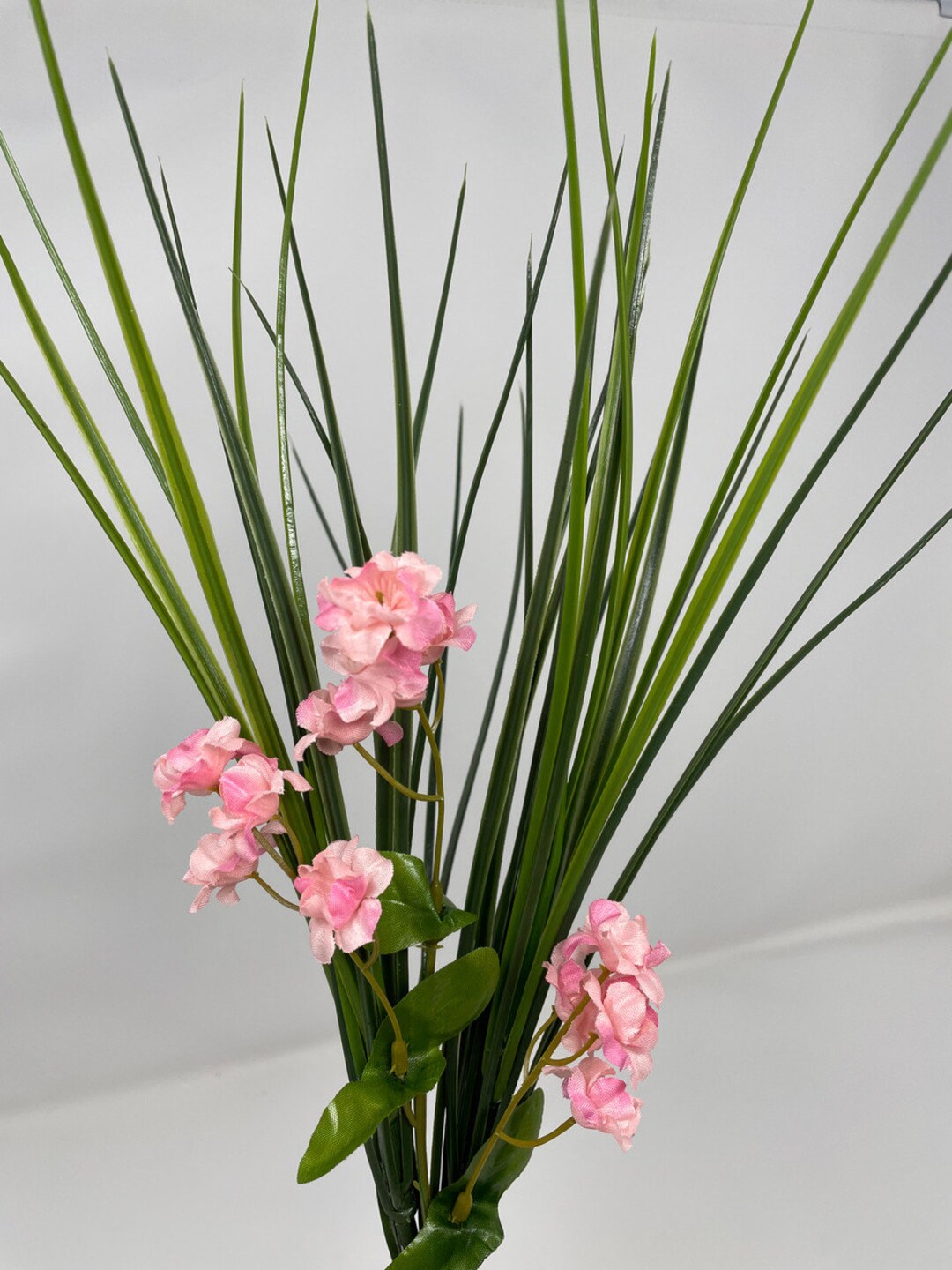 13 Green Spike Weed Grass & ANY Color Flower Combo 821C Silk Plastic ...