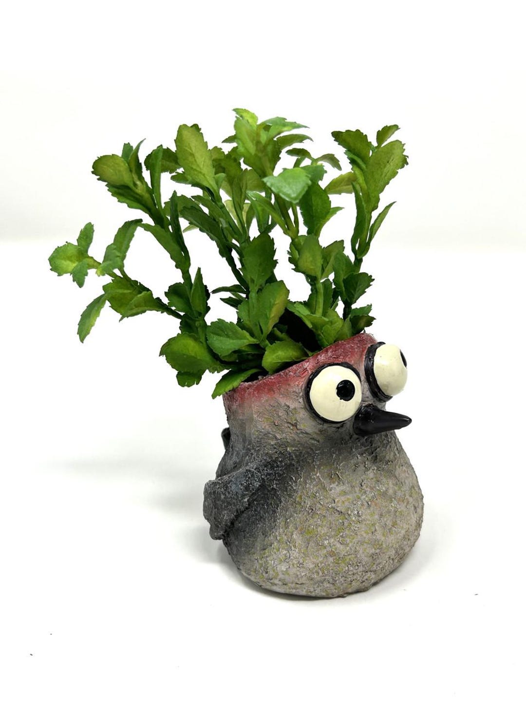 5" Potted Baby WOODPECKER Mini Blob House Pot WITH Faux PLANT as Shown ...