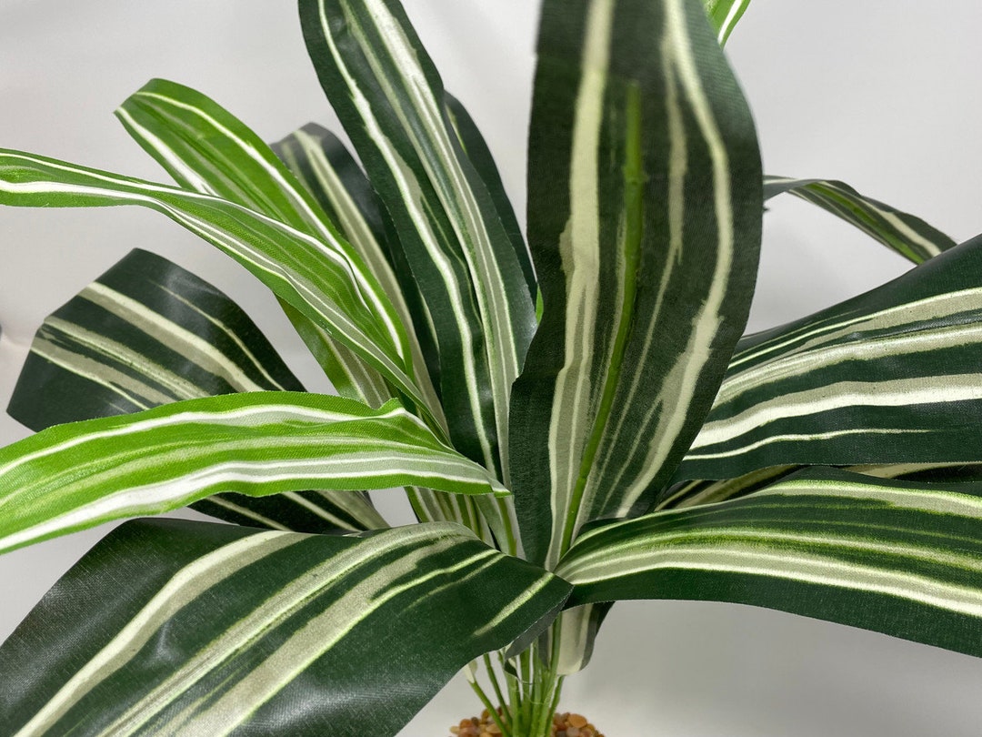 17x24" XL STRIPED SWORD Silk Variegated Centerpiece Plant, Stone Base ...