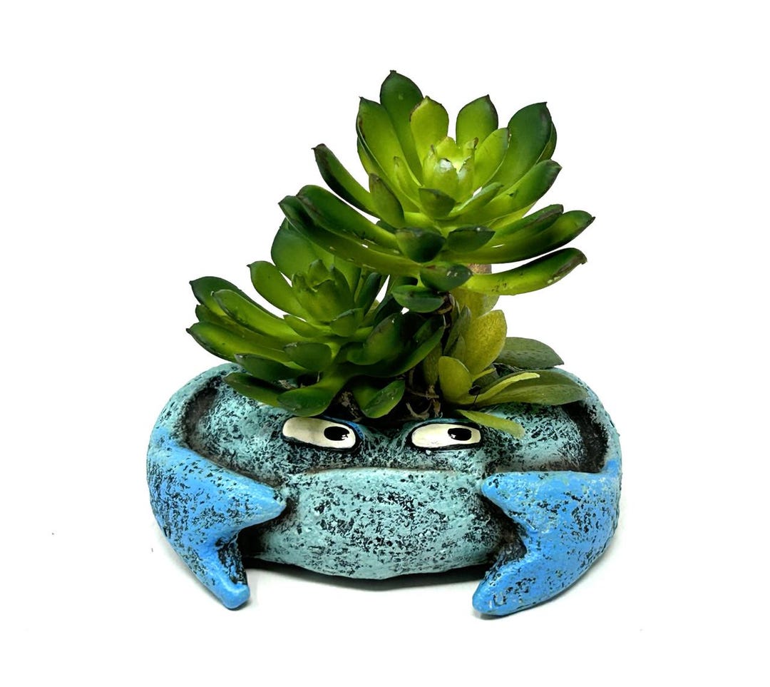 Blue KRUSTY CRAB Blob House Mini 1" Pot WITH Faux Succulents - Etsy