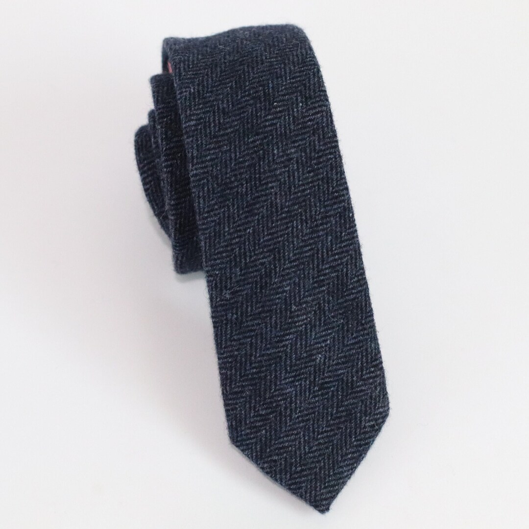 Navy Wool Necktie, Navy Wool Bow Tie, Navy Wool Pocket Square, Wedding ...