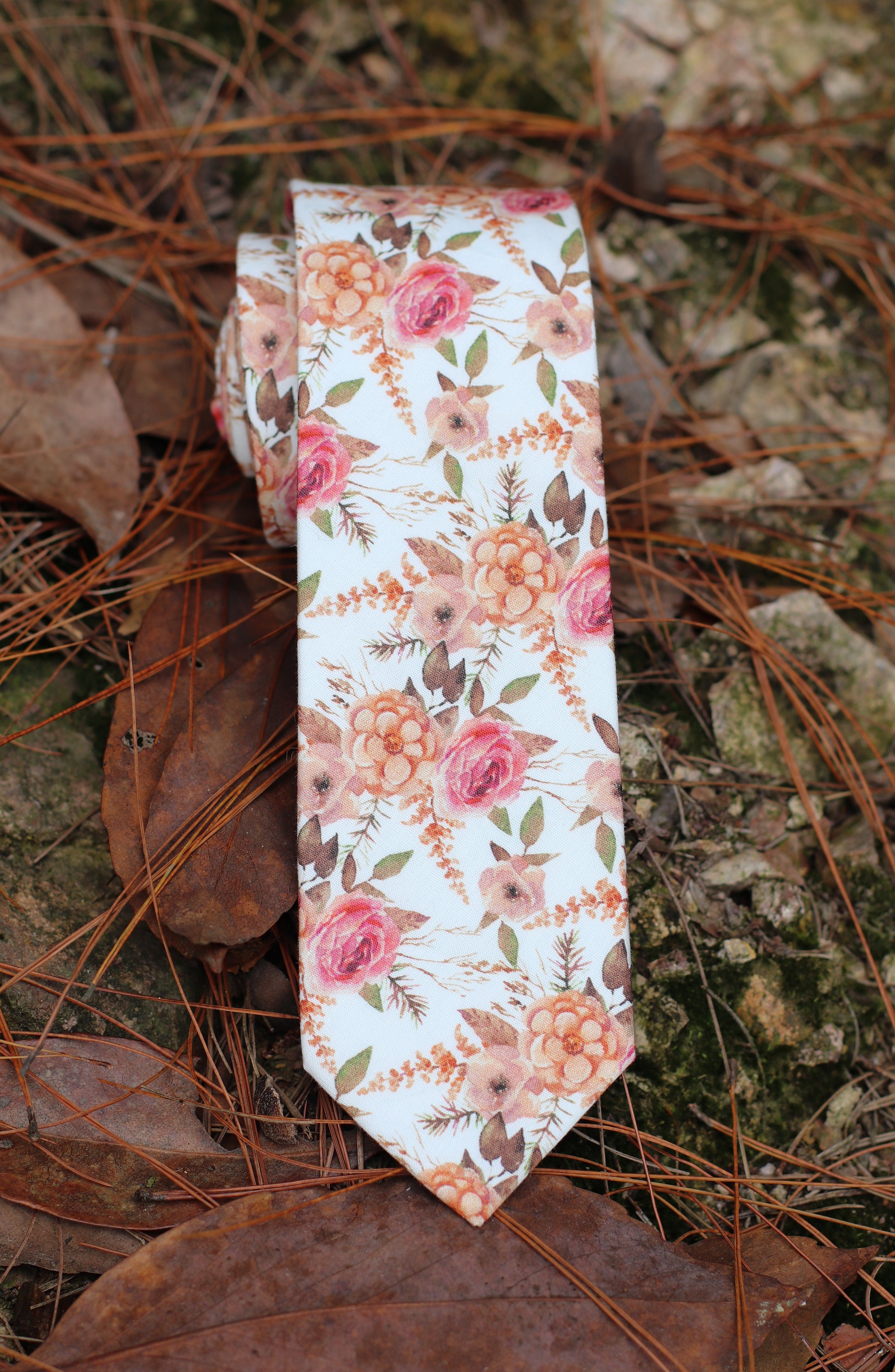 Neutral Mauve Floral Wedding Tie Mens Ties Vintage Mens | Etsy