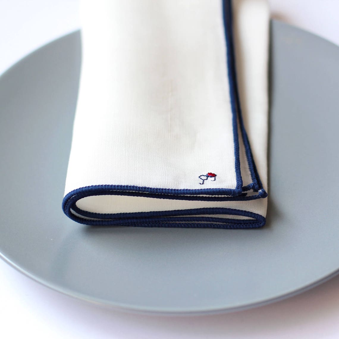 Embroidered Pocket Square Personalized Pocket Square Linen | Etsy