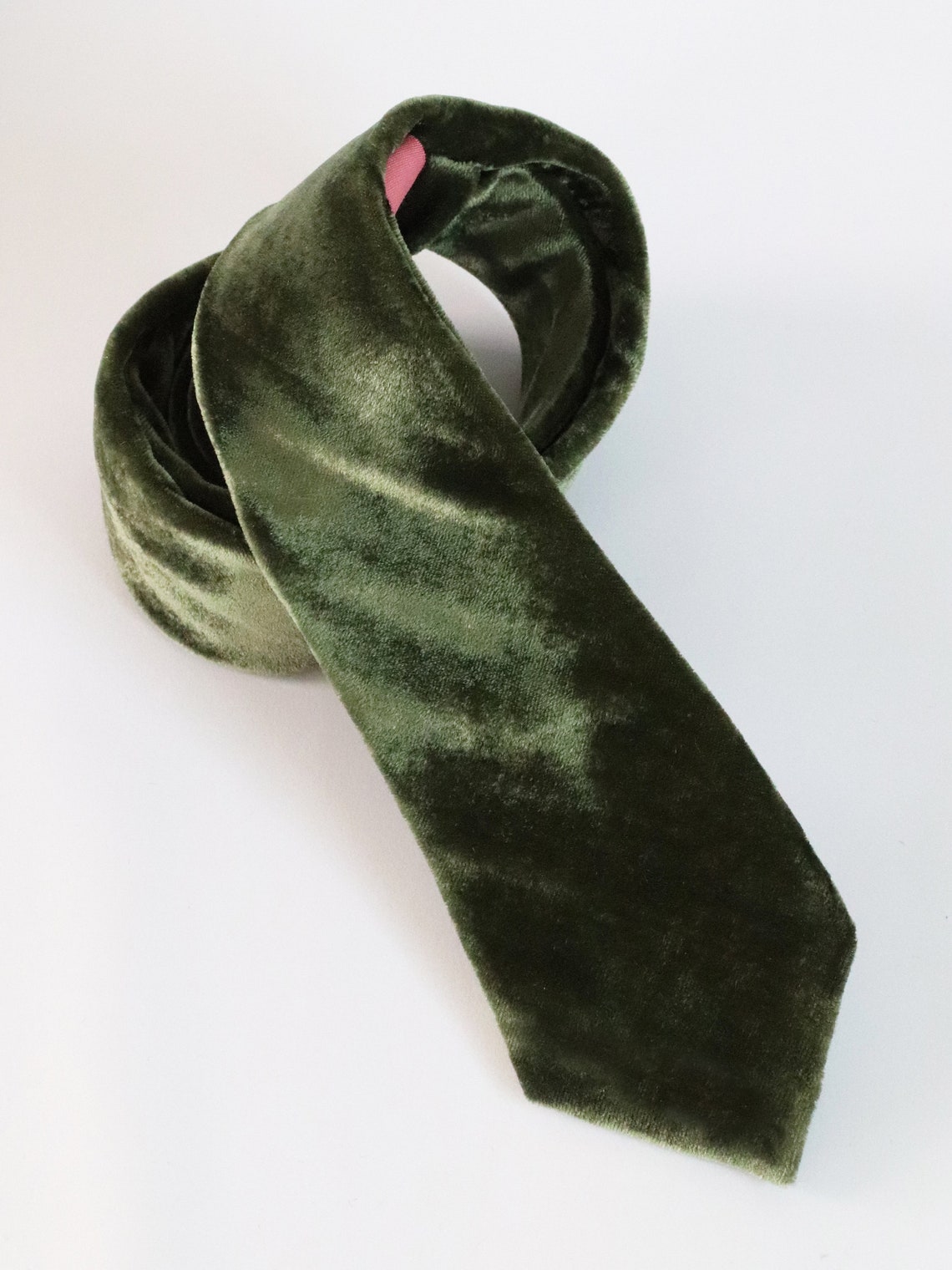 Olive Velvet Wedding Tie, Groomsmen Outfit, Men's Accessories - Etsy