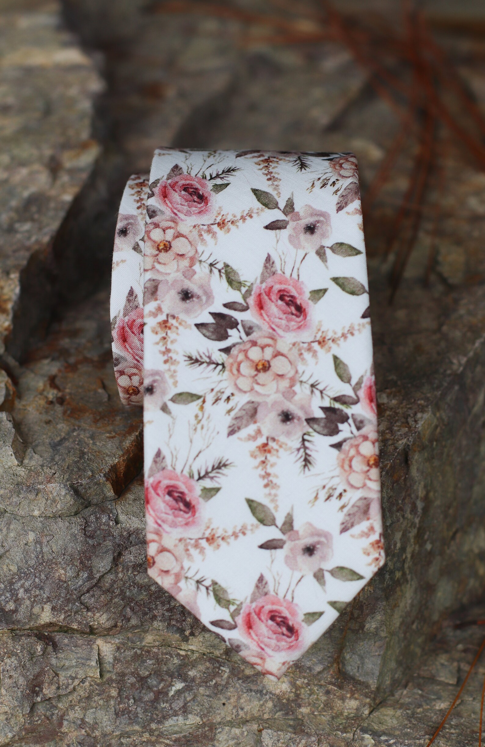 Neutral Mauve Floral Wedding Tie Mens Ties Vintage Mens - Etsy