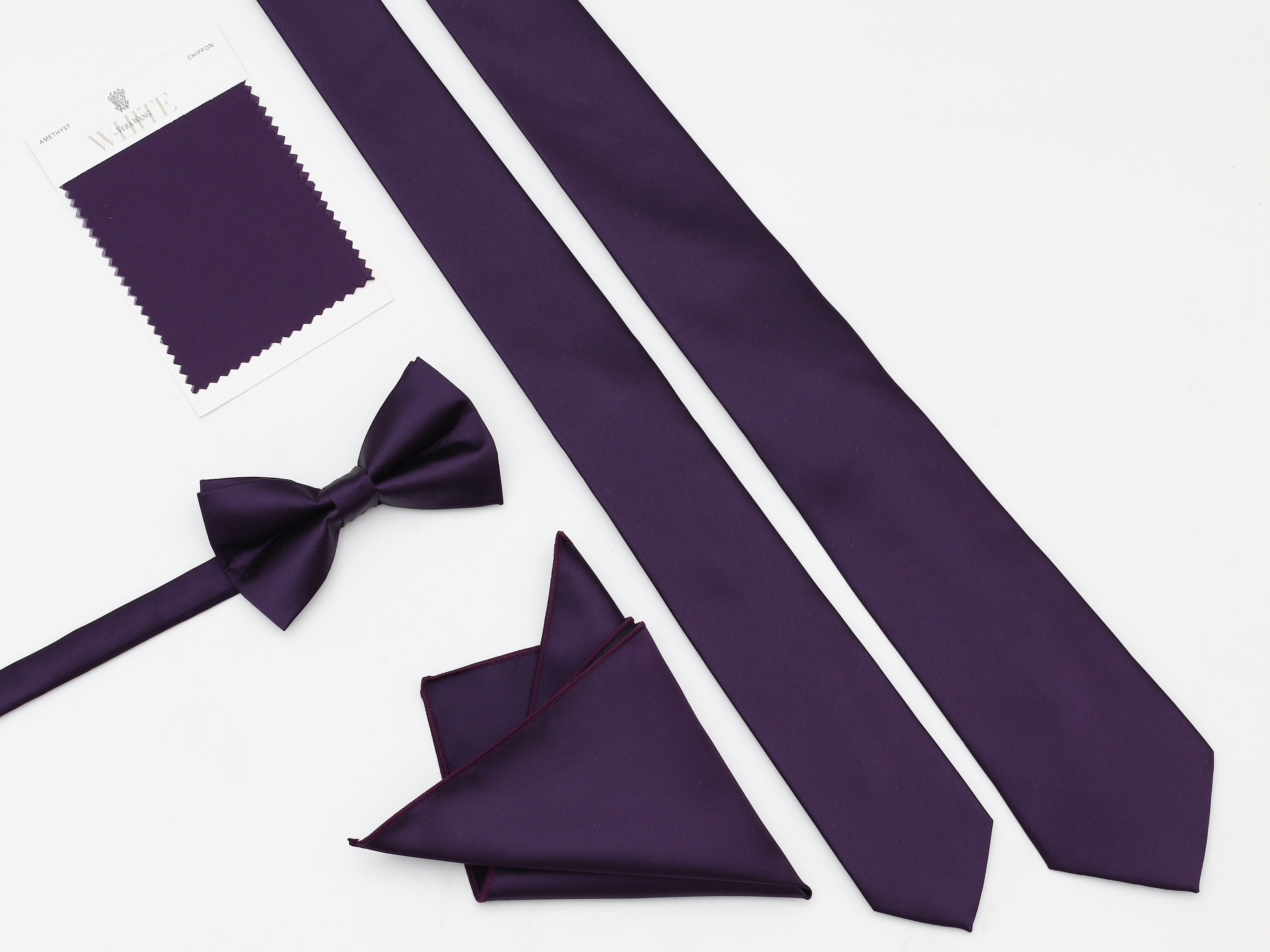 Amethyst Wedding Tie Tie & Pocket Square Set Men's | Etsy