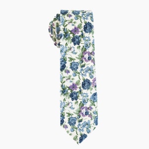 Dusty Blue Floral Cotton Wedding Tie - Groomsmen Accessories - Etsy