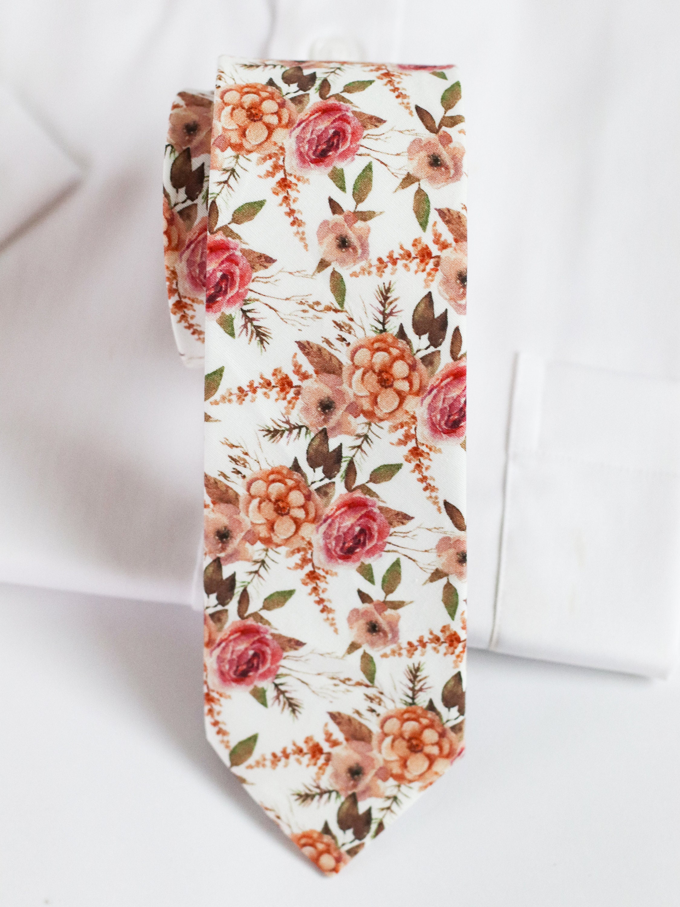 Neutral Mauve Floral Wedding Tie Mens Ties Vintage Mens | Etsy