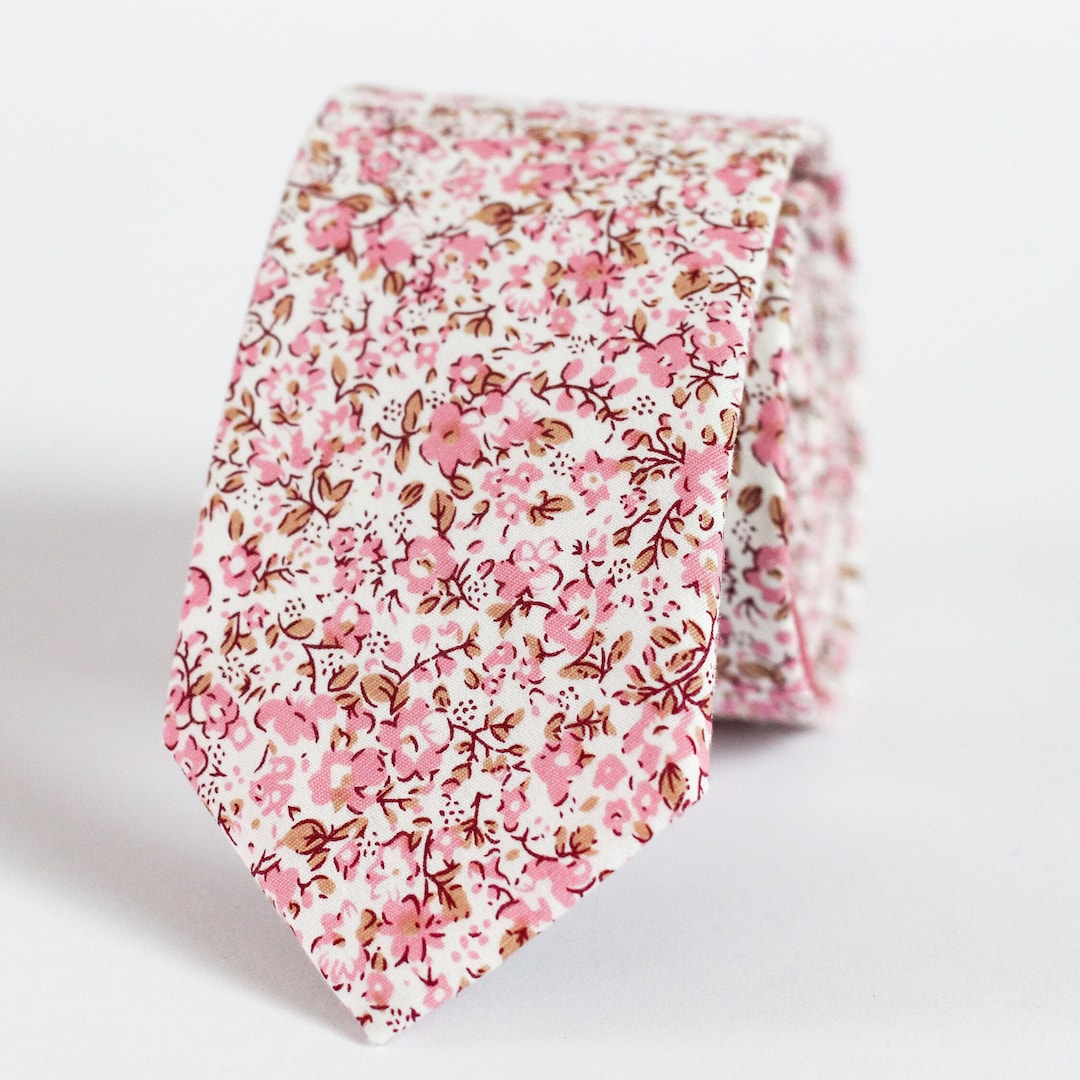 Candy Pink Floral Wedding Tie, Groomsmen Tie Candy Pink, Wedding Dress ...