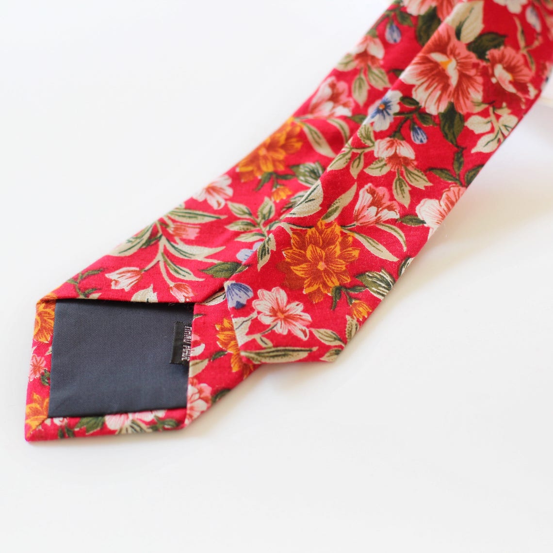 Handmade Red Floral Cotton Skinny Tie, Wedding Accessory - Etsy