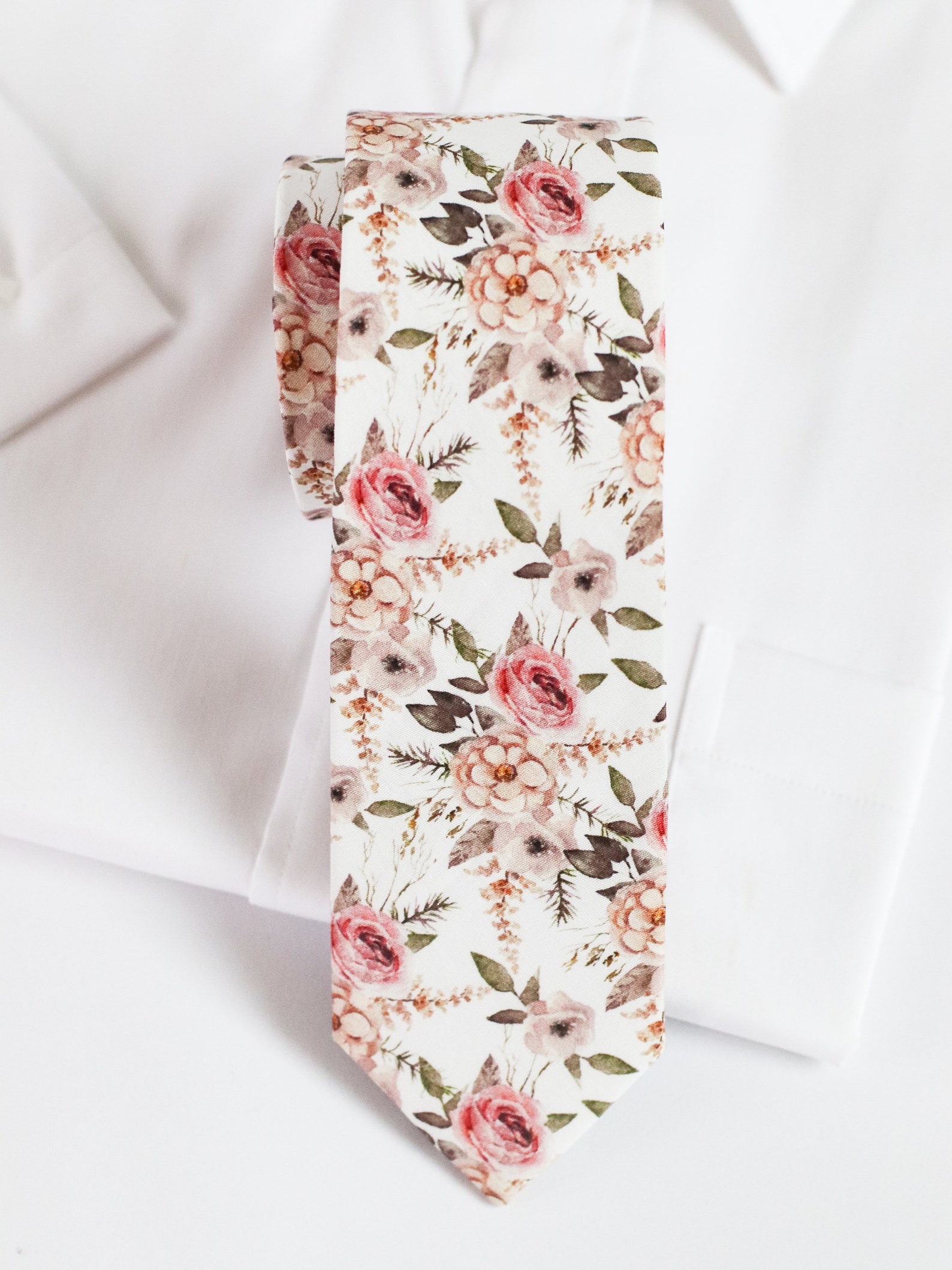 Neutral Mauve Floral Wedding Tie Mens Ties Vintage Mens | Etsy