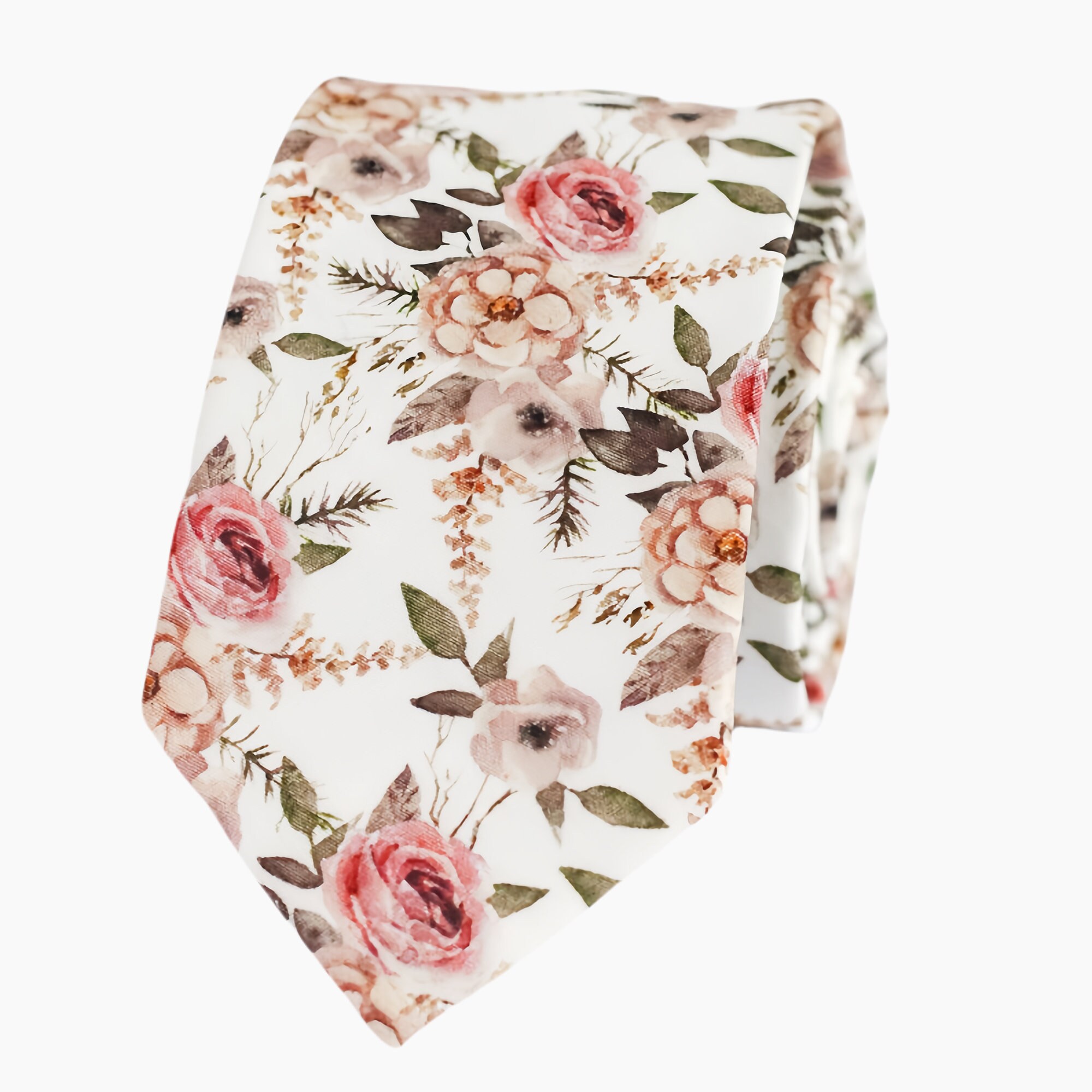 Neutral Mauve Floral Cotton Wedding Tie, Bow Tie, Pocket Square - Etsy
