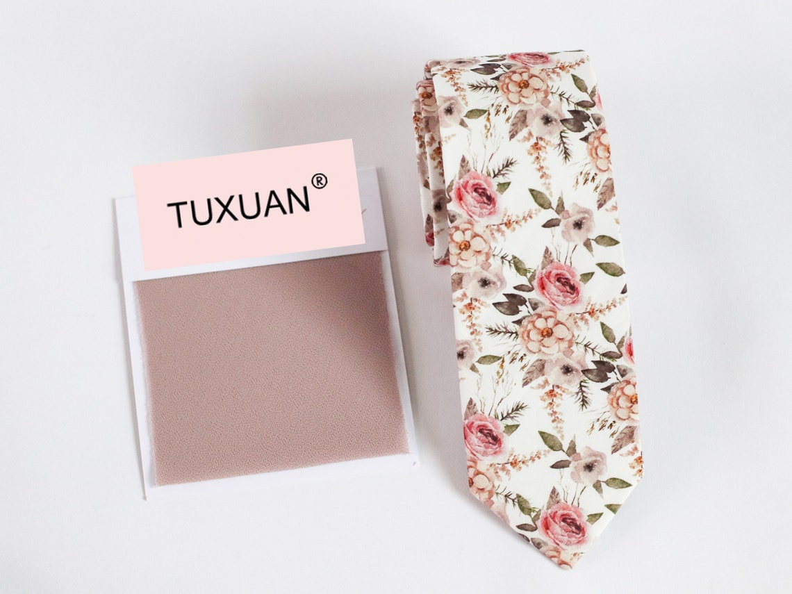 Neutral Mauve Floral Wedding Tie Mens Ties Vintage Mens | Etsy