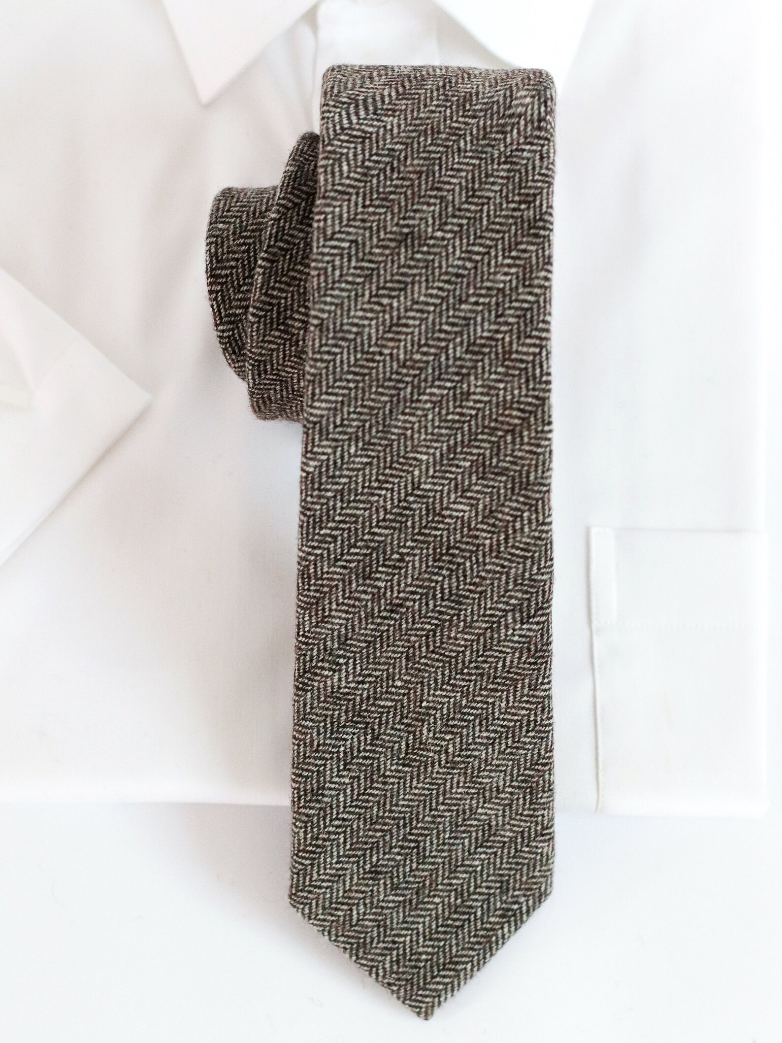 Copper Wool Herringbone Necktie, Bow Tie, Pocket Square Set - Etsy