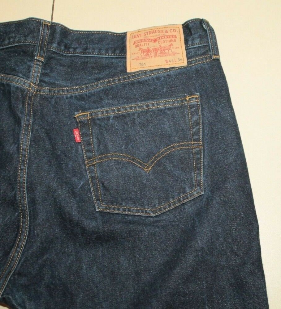 Vintage Men's Blue Denim LEVI'S 751 Zip Straight Leg Stonewashed Jeans ...