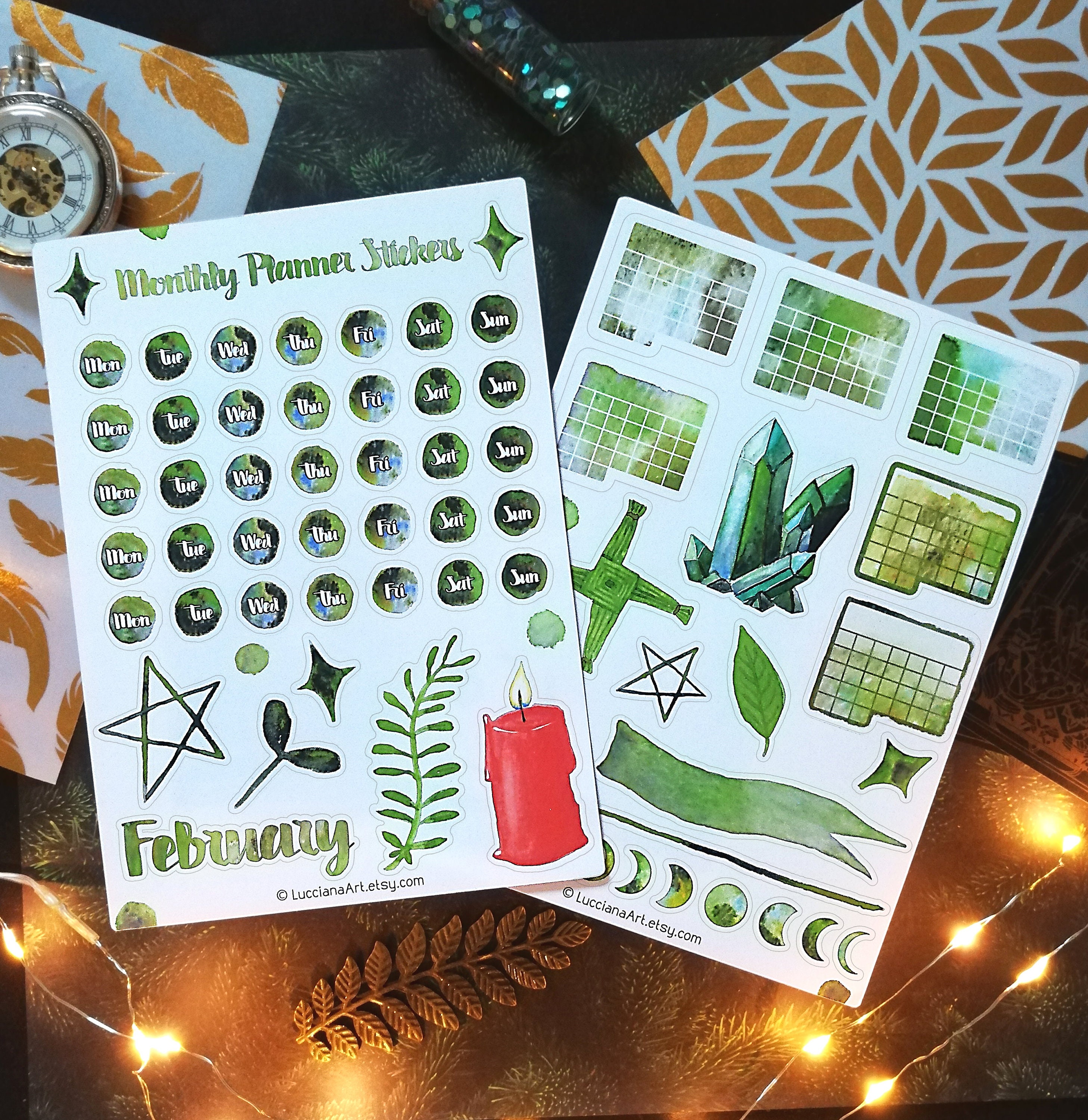 Stickersheets Wicca Watercolor Bullet Journal Stickers - Etsy