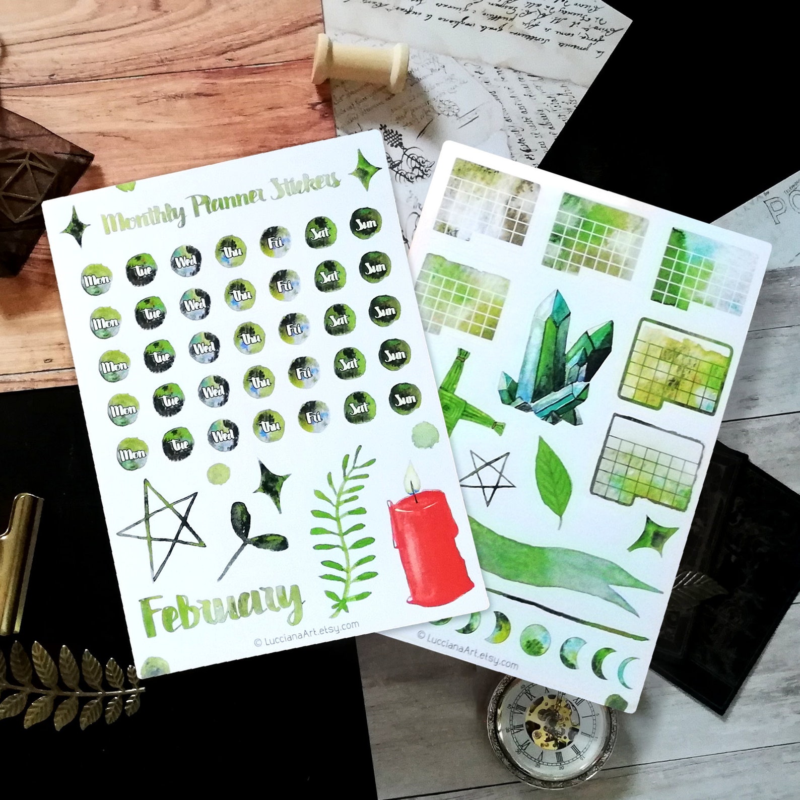 Stickersheets Wicca Watercolor Bullet Journal Stickers - Etsy