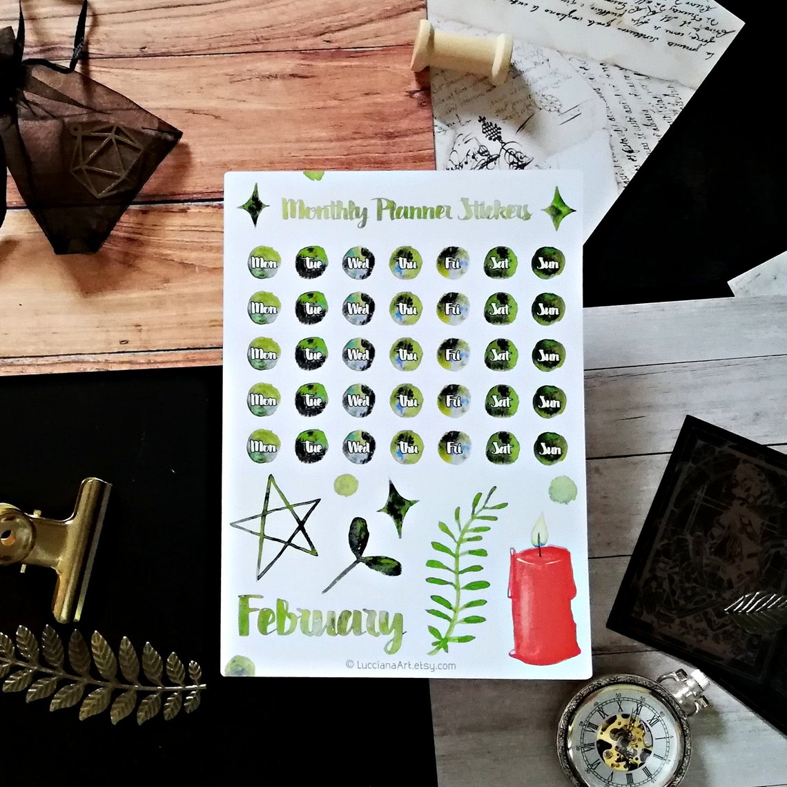 Stickersheets Wicca Watercolor Bullet Journal Stickers - Etsy