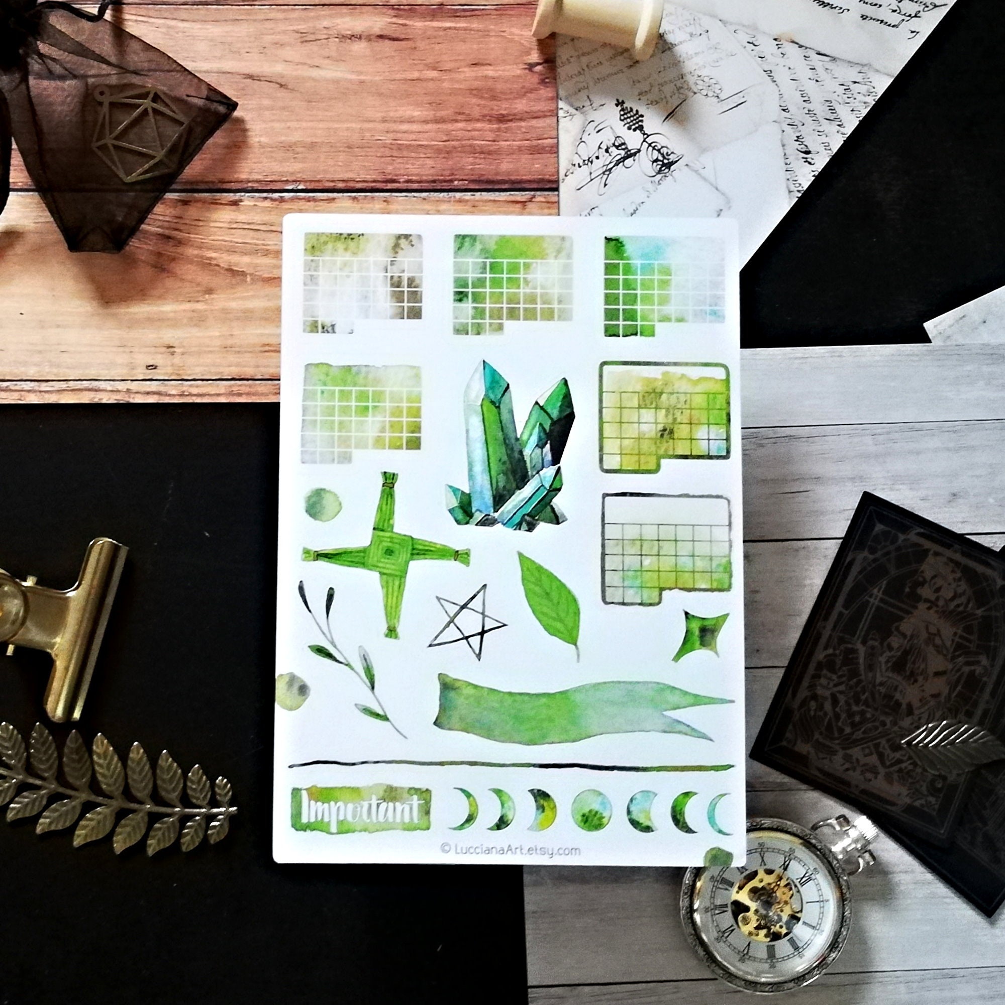 Stickersheets Wicca Watercolor Bullet Journal Stickers - Etsy