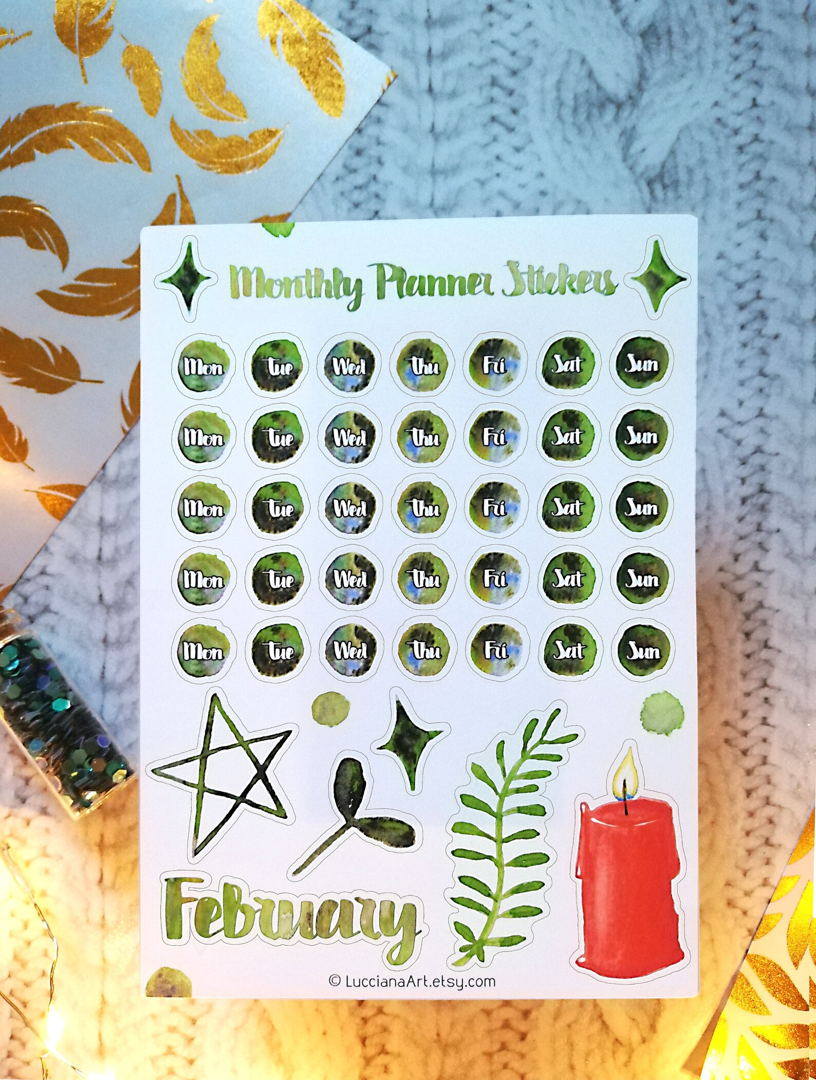 Stickersheets Wicca Watercolor Bullet Journal Stickers - Etsy