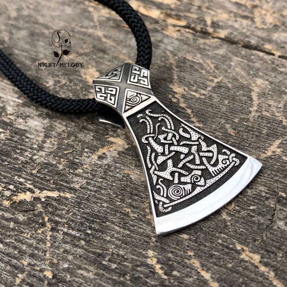 Viking Axe Pendant silver pendant silver jewelry mens pendant | Etsy