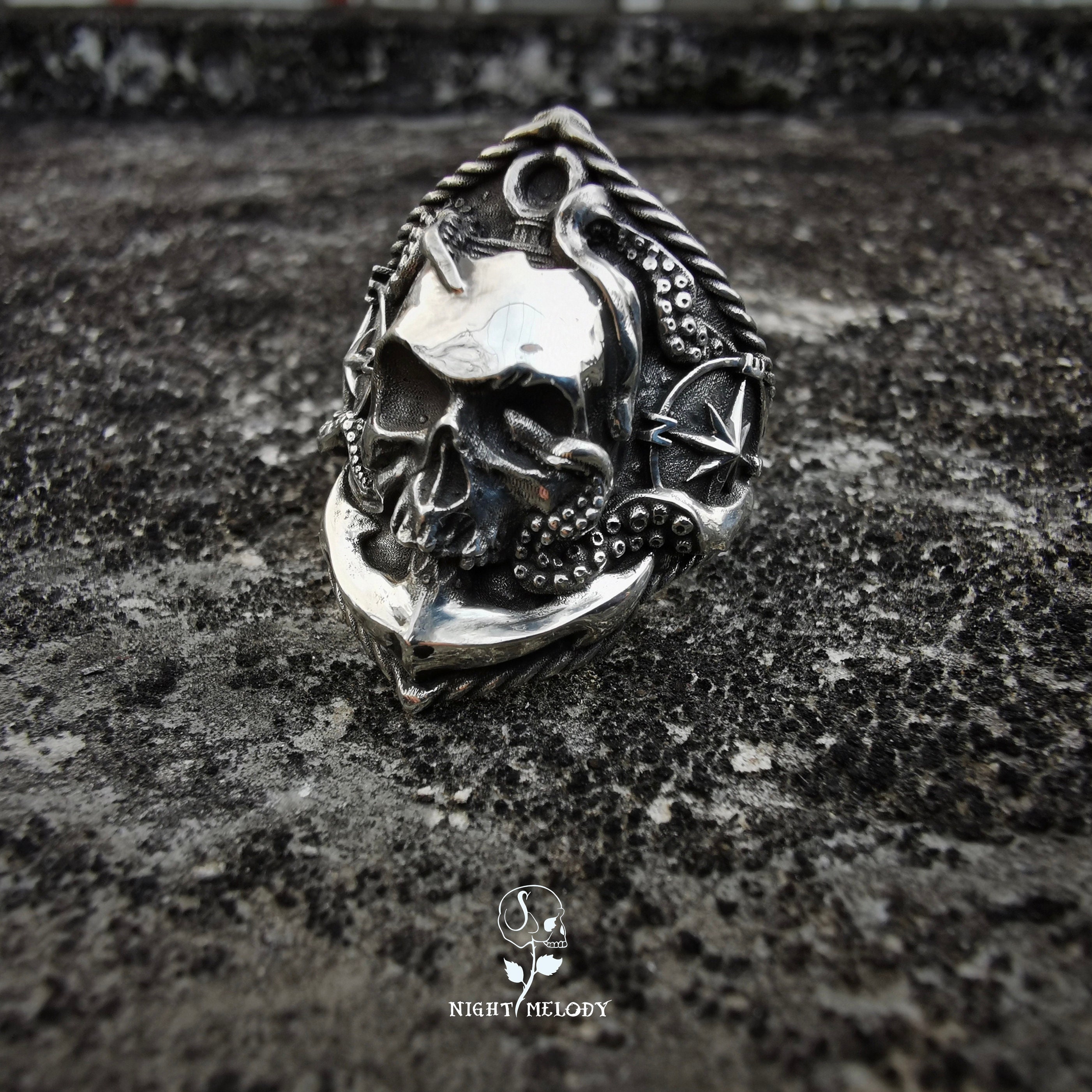 Skull pirates sterling silver ring silver jewelry men's | Etsy