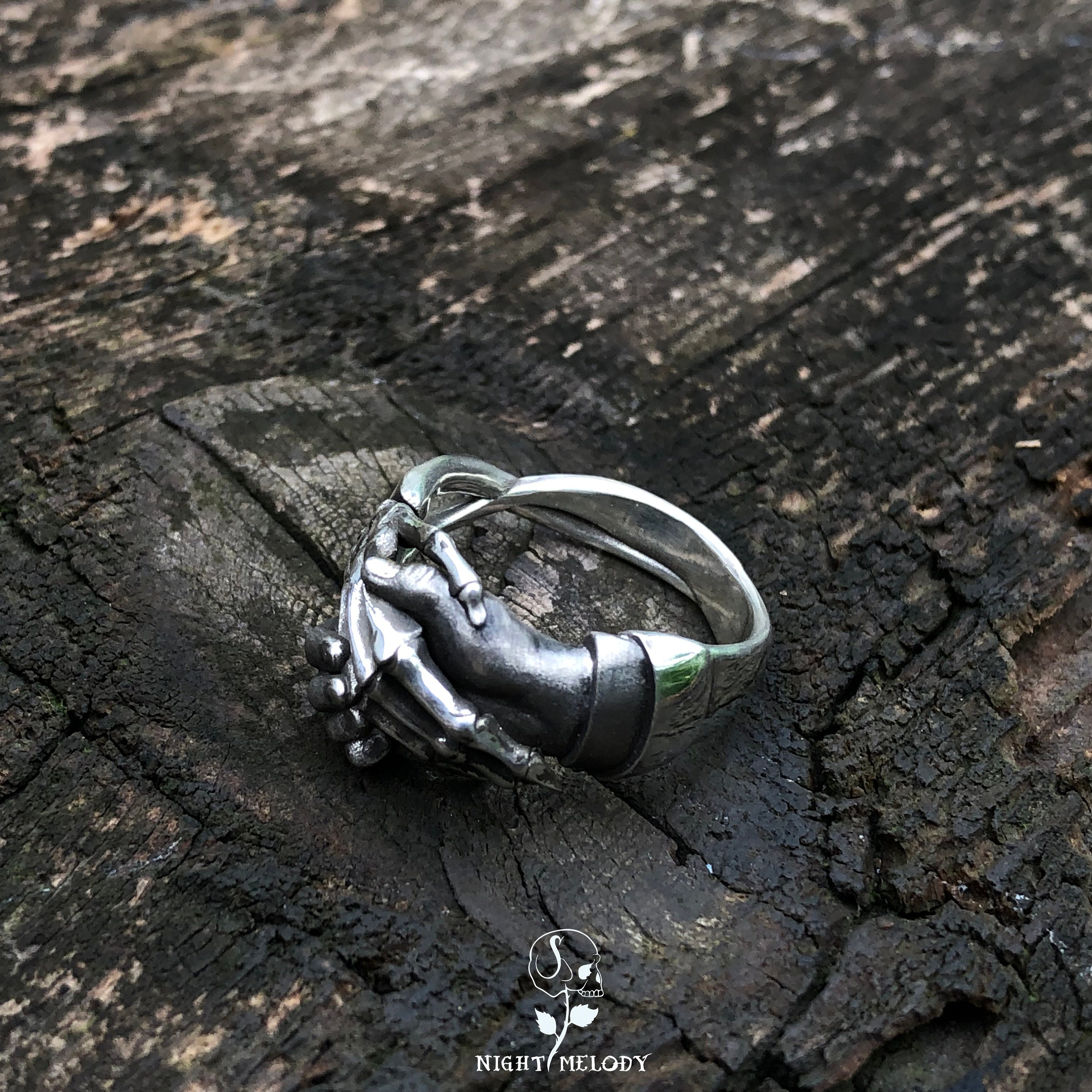 Gothic Skull Hand Sterling Silver Ring Silver Jewelry - Etsy
