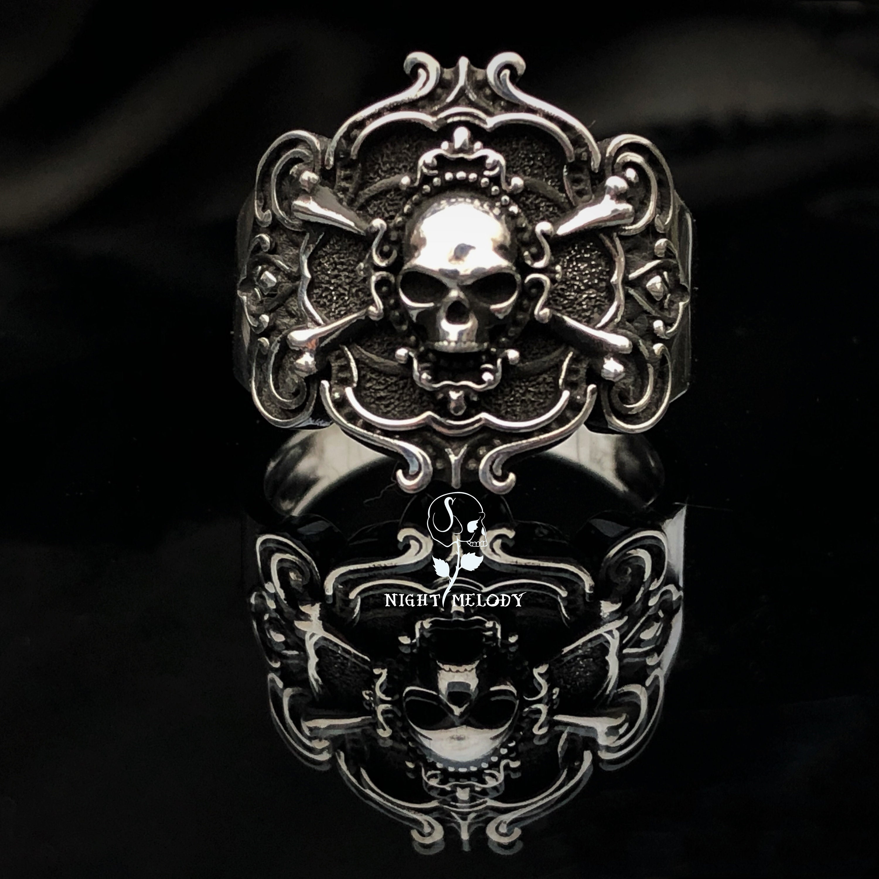Gothic Skull Sterling Silver Ring Silver Jewelry Women's - Etsy