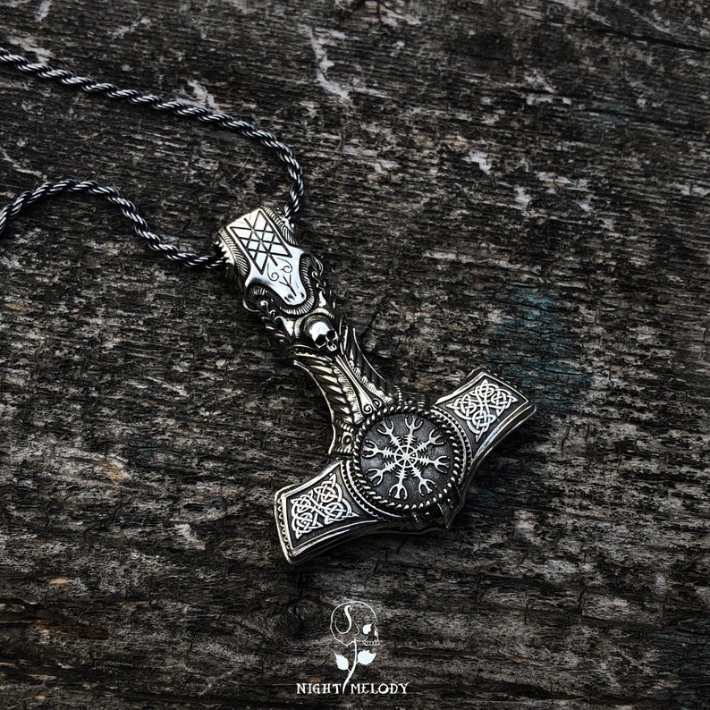 HRGiger stlye viking hammer Pendant sterling silver pendant | Etsy