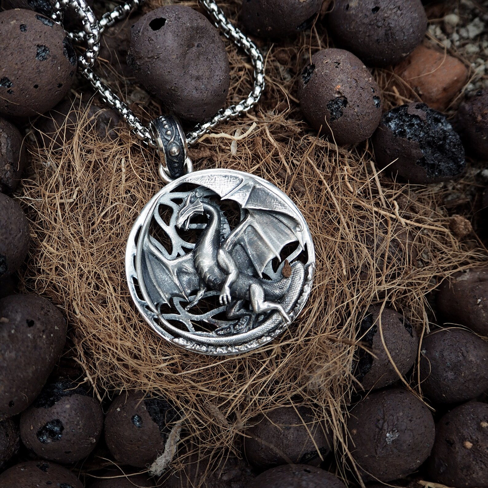 Dragon Pendant Sterling Silver Pendant Silver Jewelry Mens - Etsy