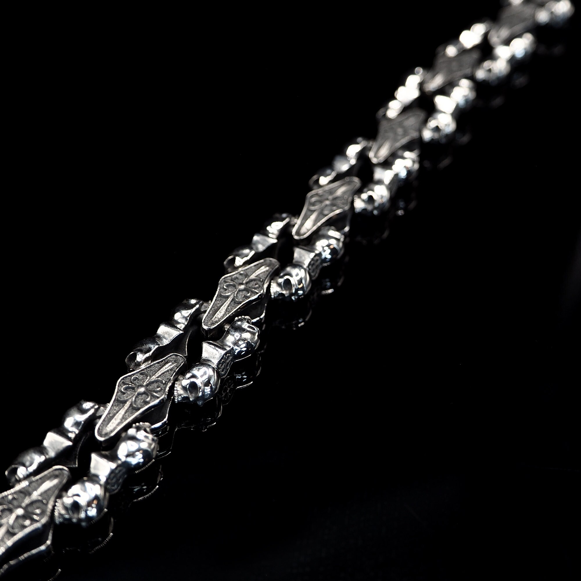 Gothic Skull Sterling Silver Bracelet Men's Bracelet - Etsy